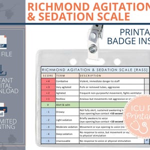 Richmond Agitation & Sedation Scale [RASS] Badge Insert | Printable PDF ...