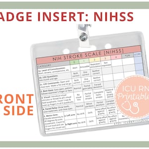 NIH Stroke Scale Bundle: NIHSS Assessment Form and Badge Insert ...