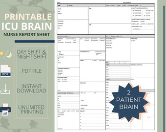 Pcu/step-down/telemetry Nurse Brain Report Sheet Printable PDF Download ...