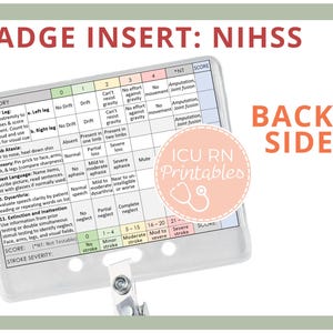 NIH Stroke Scale Bundle: NIHSS Assessment Form and Badge Insert ...