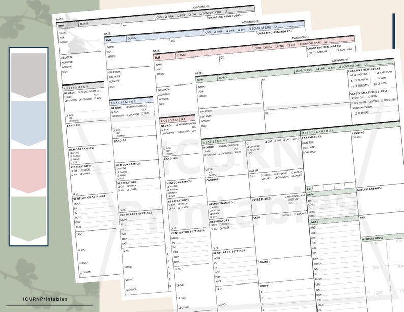 ICU Nurse Brain Report Sheet Printable PDF - Etsy