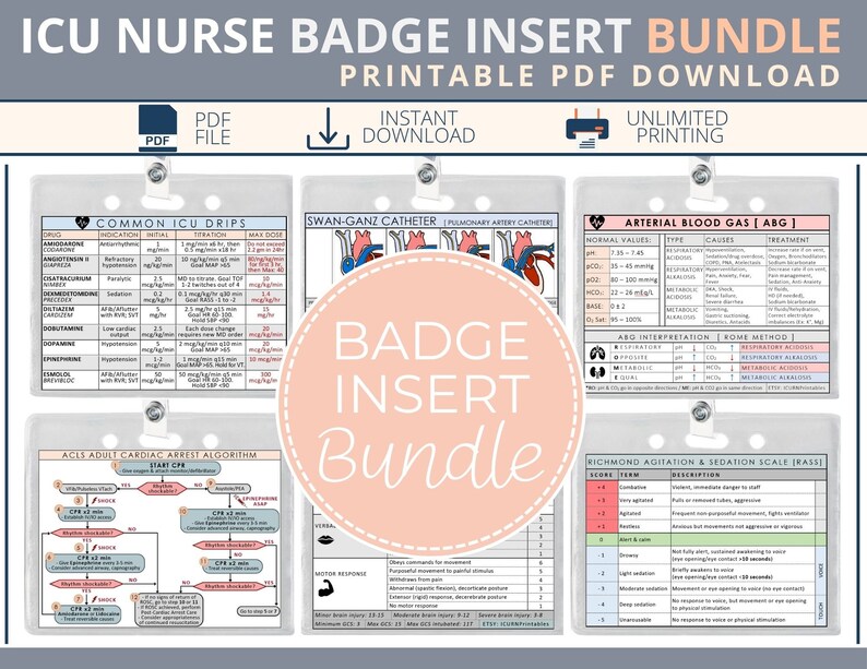 ICU Nurse Badge Insert Bundle Printable PDF Download - Etsy