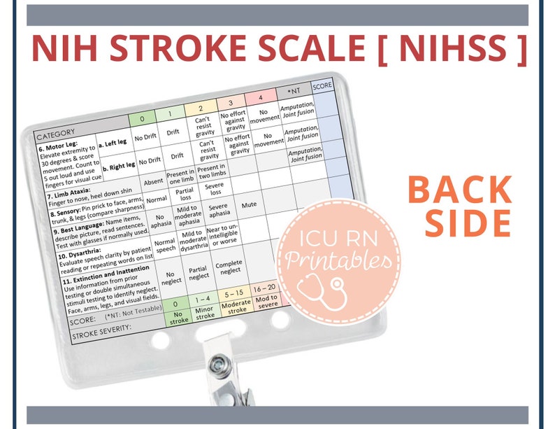 Stroke Badge Insert Bundle: Recognizing a Stroke & NIH Stroke Scale ...