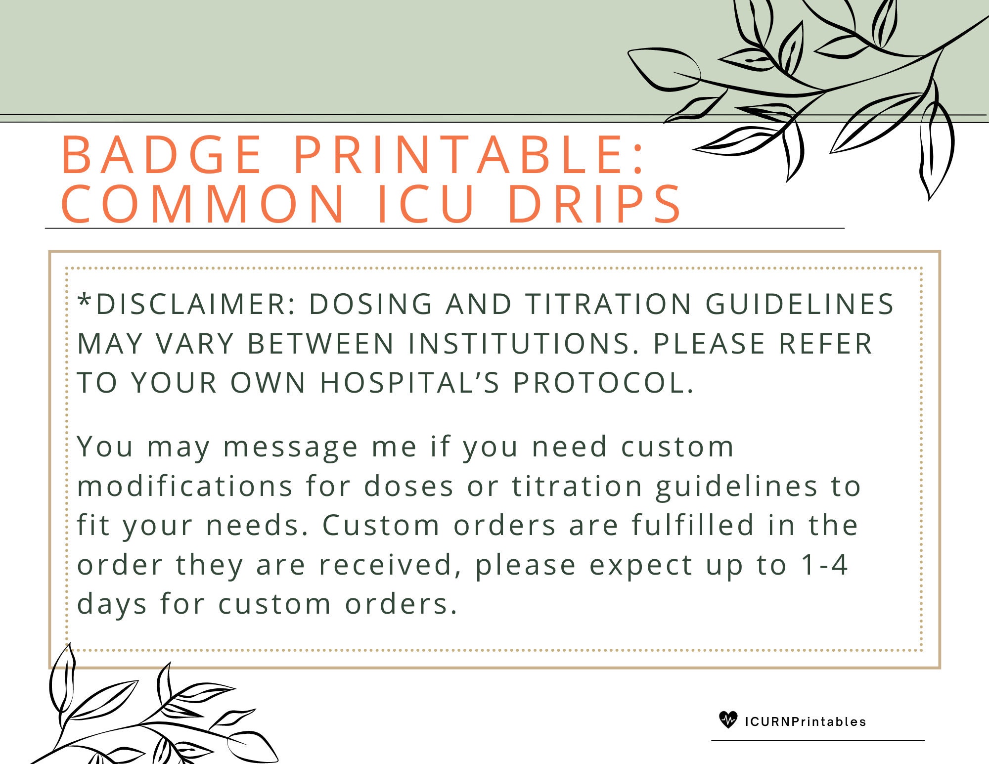 ICU NURSE BUNDLE Printable Download - Etsy