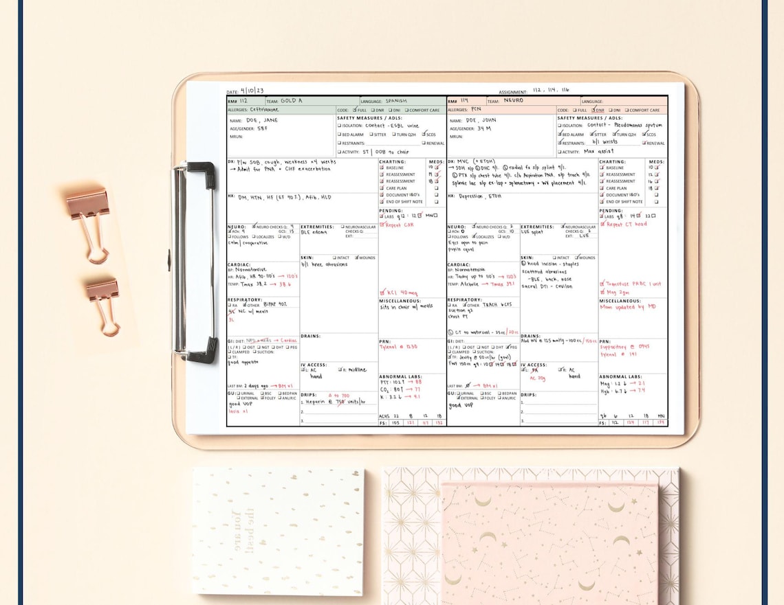 Pcu/step-down/telemetry Nurse Brain Report Sheet | Printable PDF ...