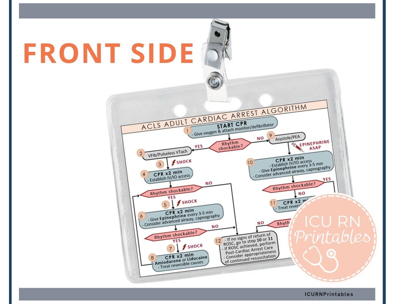 ACLS Adult Cardiac Arrest Algorithm Printable PDF Download - Etsy