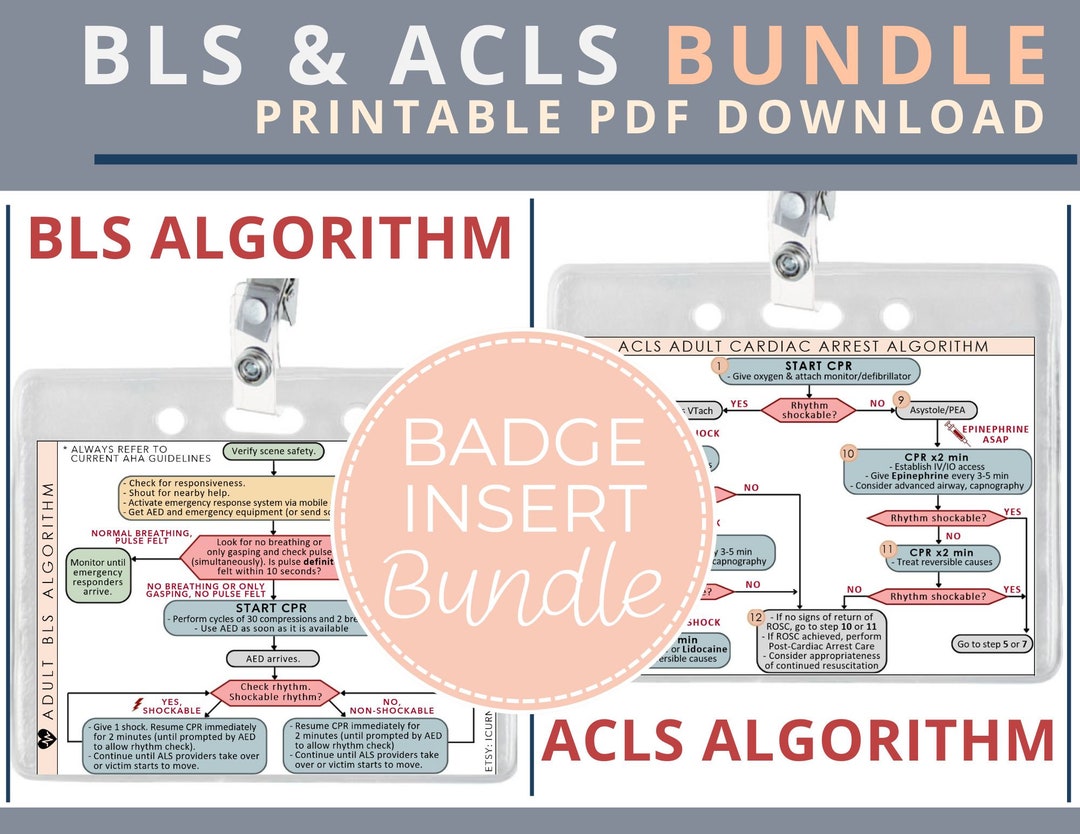 BLS & ACLS Algorithm Bundle Printable PDF Download - Etsy