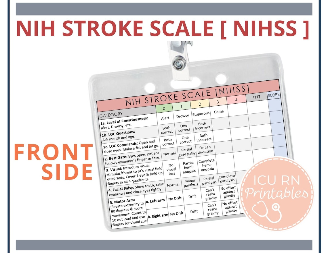 Stroke Badge Insert Bundle: Recognizing a Stroke & NIH Stroke Scale ...