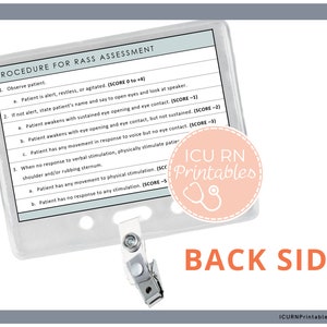 Richmond Agitation & Sedation Scale [RASS] Badge Insert | Printable PDF ...