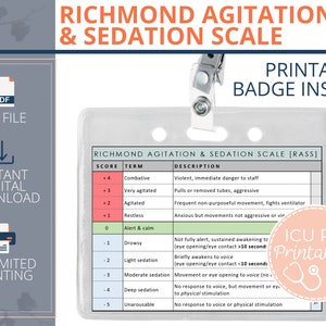 Richmond Agitation & Sedation Scale [RASS] Badge Insert | Printable PDF ...