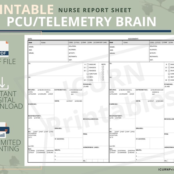 Cardiac Tele Report Sheet - Etsy