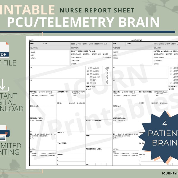 Telemetry Nurse Report Sheet - Etsy