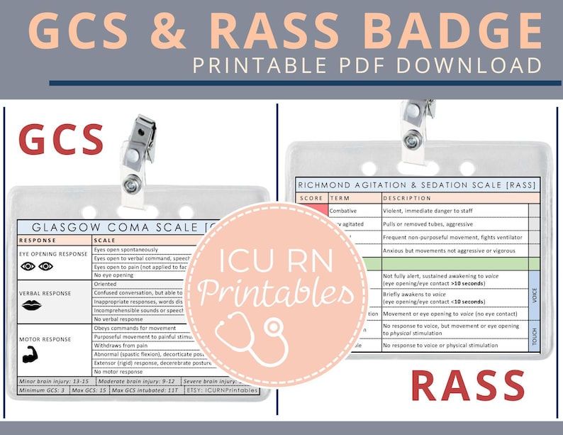 GCS & RASS [glasgow Coma Scale / Richmond Agitation Sedation Scale ...