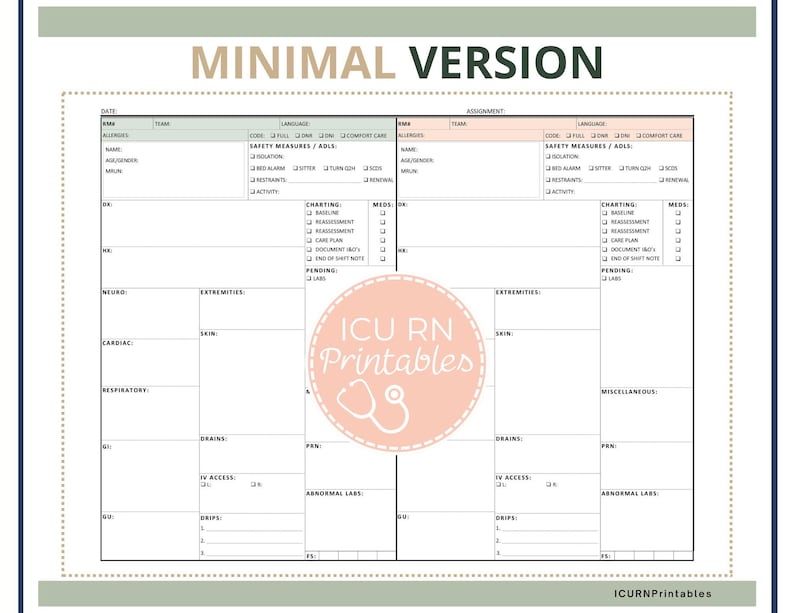 Pcu/step-down/telemetry Nurse Brain Report Sheet | Printable PDF ...