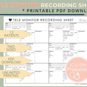 Tele Monitor Recording Sheet | Printable PDF Download - Etsy