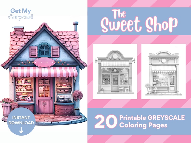 Sweet Shop Store Front Coloring Pages for Adults Teens Kids and Girls ...