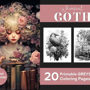 Whimsigoth, Whimsical Goth Coloring Pages, for Adults, Teens, and Kids ...