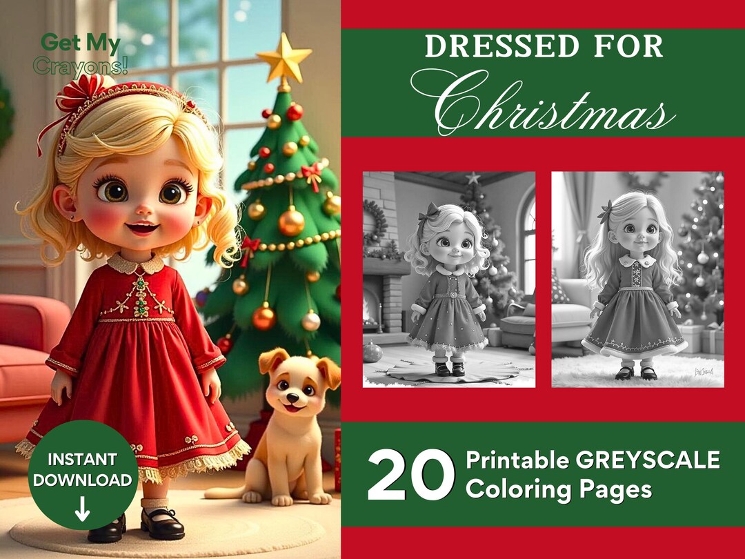 Dressed for Christmas Coloring Pages, for Adults, Teens, and Kid, 20 ...