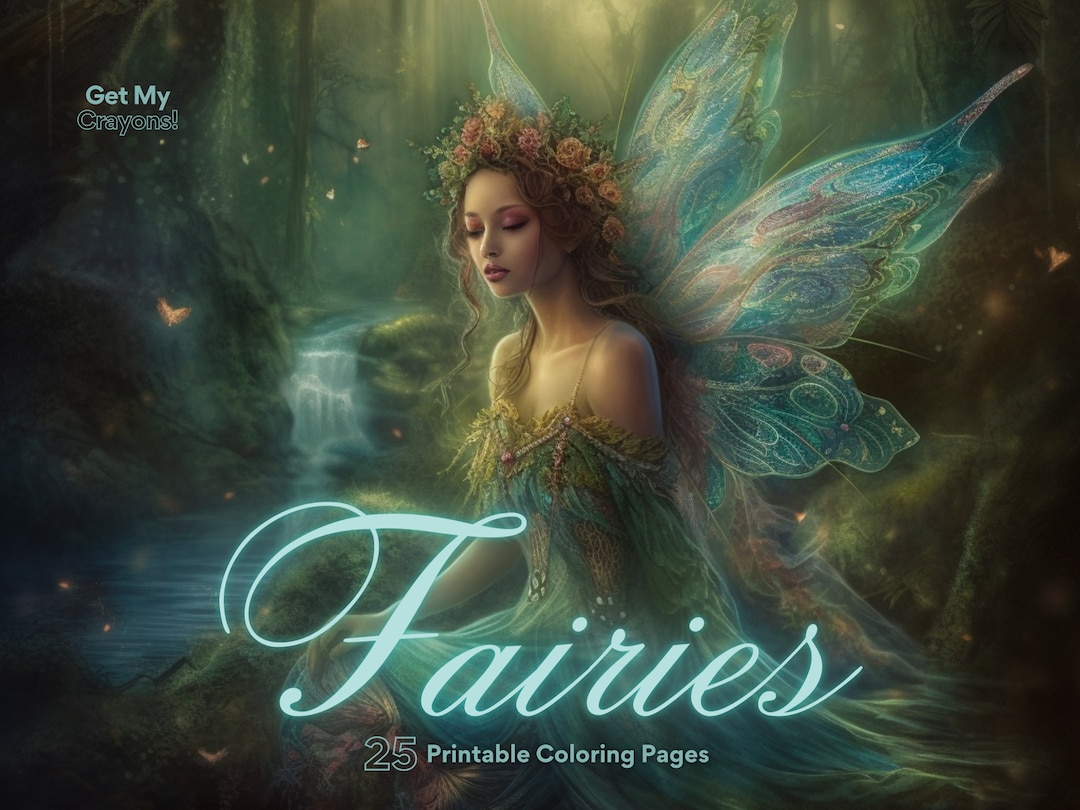 Forest Fairies Coloring Pages for Adult Teens 25 Greyscale Pages to ...