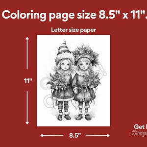 Victorian Christmas Elves Coloring Pages, for Adults, Teens, and Kid ...