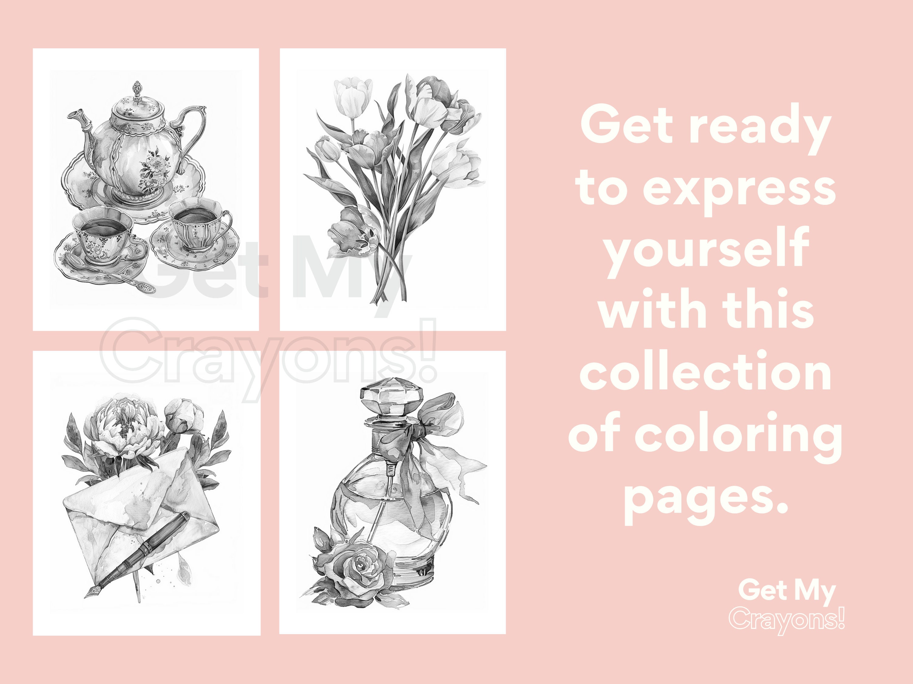 Coquette Coloring Pages, for Adults, Teens, and Kids 20 Digital ...