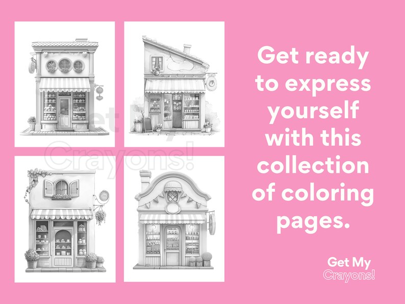 Sweet Shop Store Front Coloring Pages for Adults Teens Kids and Girls ...