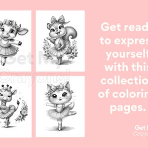 Ballerina Animals Coloring Pages for Adults Teens & Kids 20 Digital ...