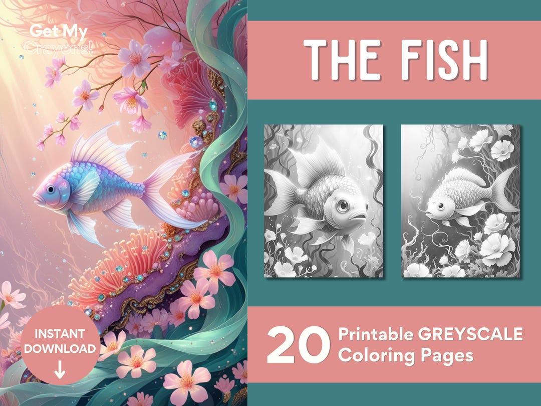 The Fish, Flowers & the Sea Coloring Pages, for Adults and Kids 20 ...
