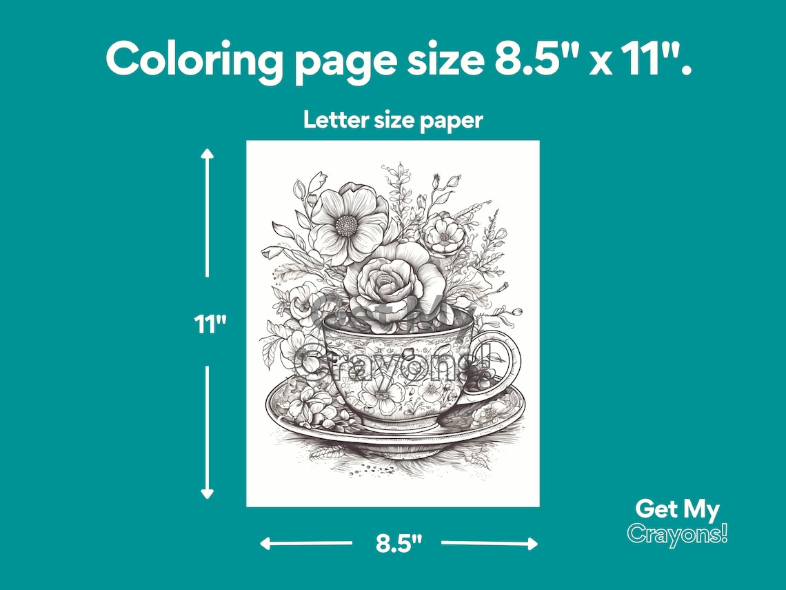 Tea Time Coloring Pages for Adults 25 Greyscale Pages to Color - Etsy