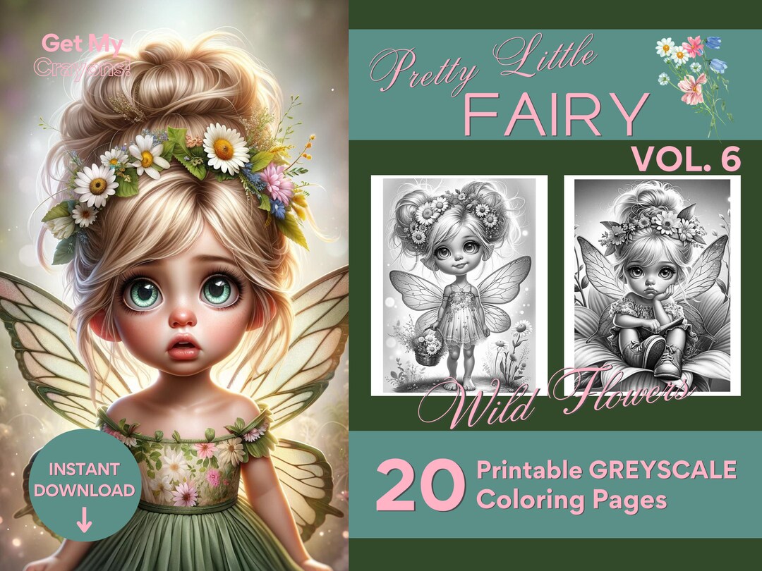 Pretty Little Fairy Vol 6 Wild Flowers Coloring Pages for Adults Teens ...
