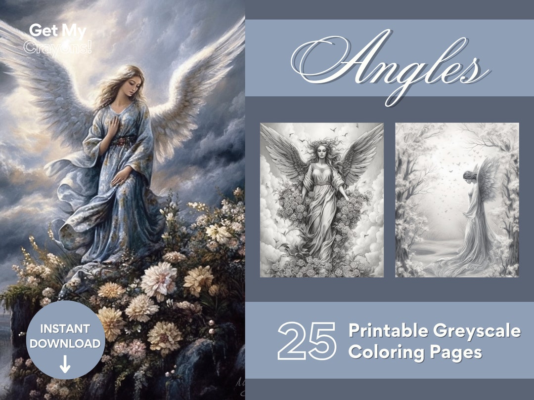 Angels Coloring Pages for Adult Teens 25 Greyscale Pages to Color ...