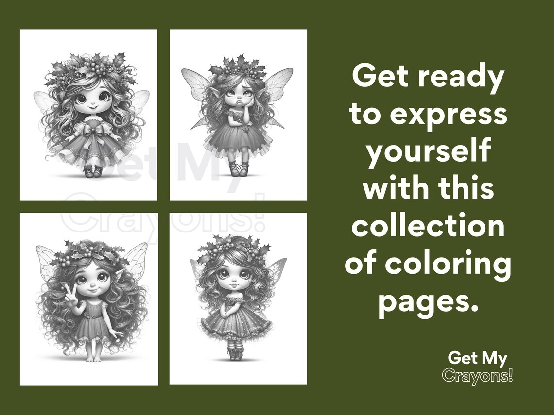 Pretty Little Fairy Vol 10 Holly Coloring Pages for Adults Teens & Kids ...