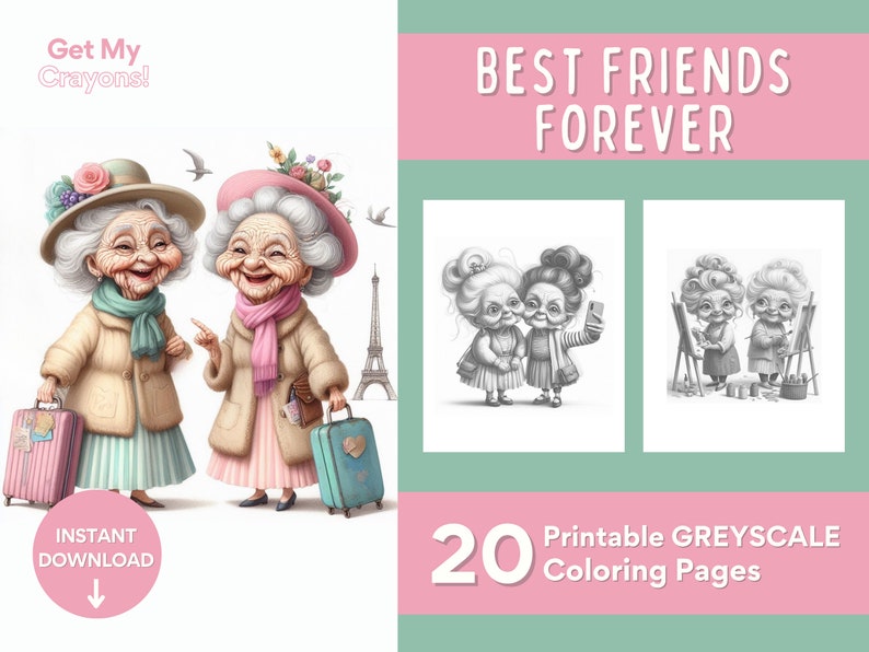 Senior Forever Best Friends Coloring Pages for Adults Teens Kids 20 ...