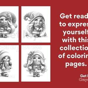Winter Gnome Coloring Pages, for Adults, Teens, and Kid, 20 Greyscale ...
