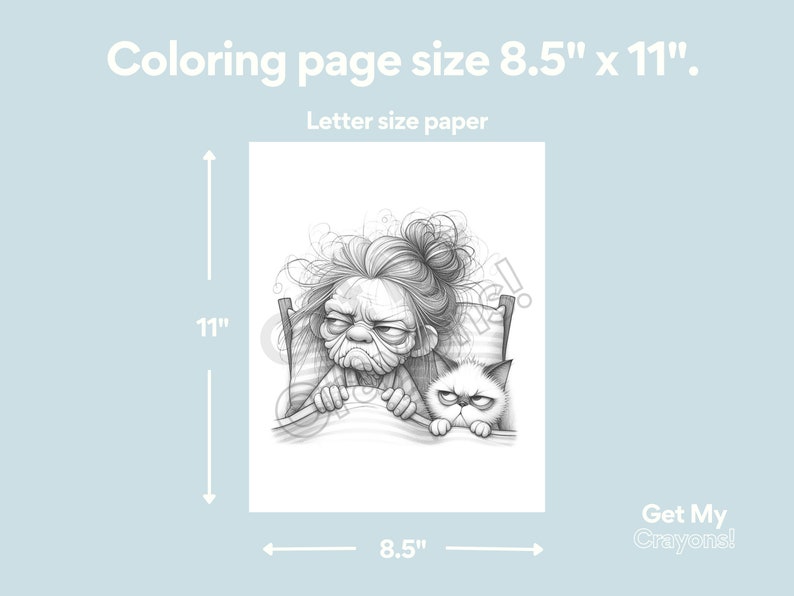 Grumpy Grandma and Her Cat Coloring Pages for Adults Teens Kids and ...