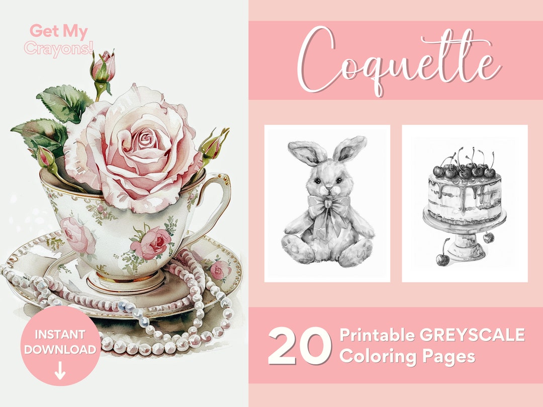 Coquette Coloring Pages, for Adults, Teens, and Kids 20 Digital ...