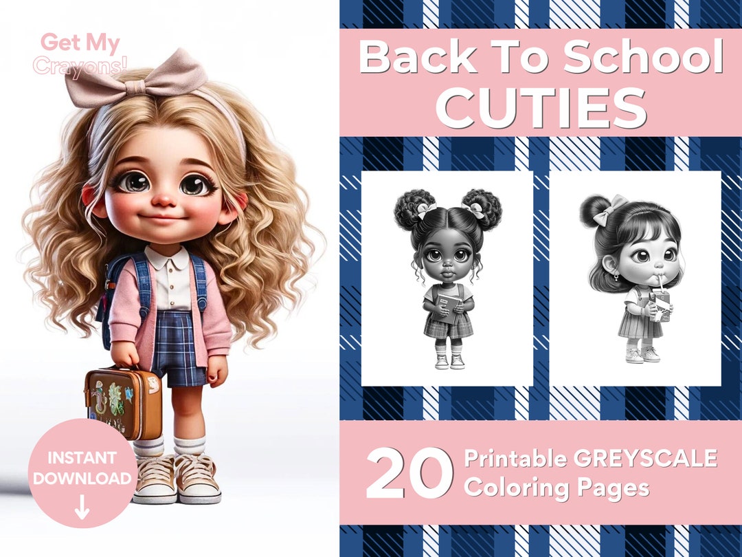 Back to School Cuties Coloring Pages, for Adults, Teens, and Kid, 20 ...