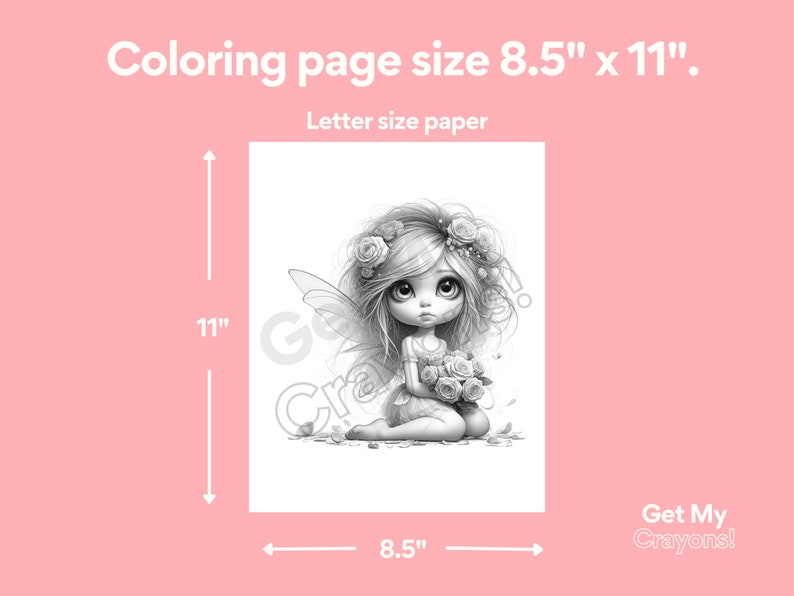 Pretty Little Fairy Vol 1 Roses Coloring Pages for Adults Teens & Kids ...