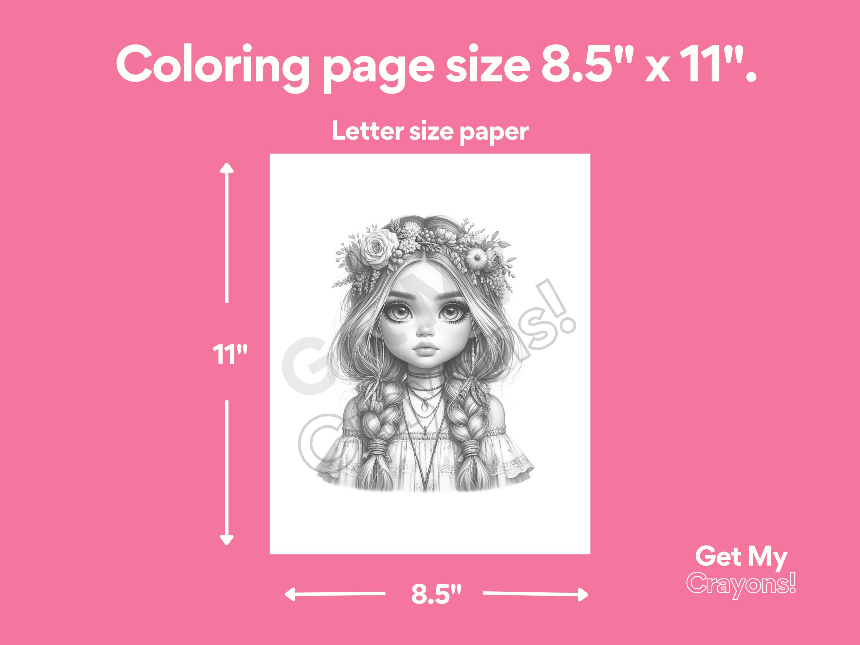 Hippie Vibes, Boho Girl in Spring Coloring Pages, for Adults, Teens ...