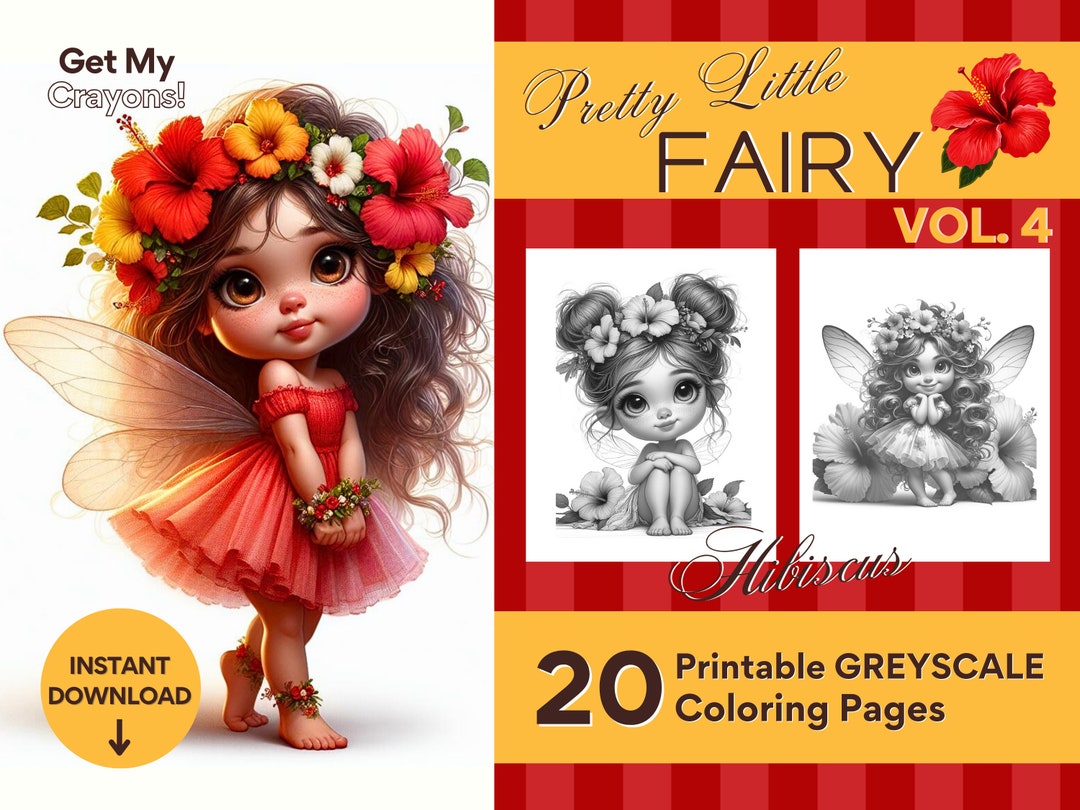 Pretty Little Fairy Vol 4 Hibiscus Flowers Coloring Pages for Adults ...