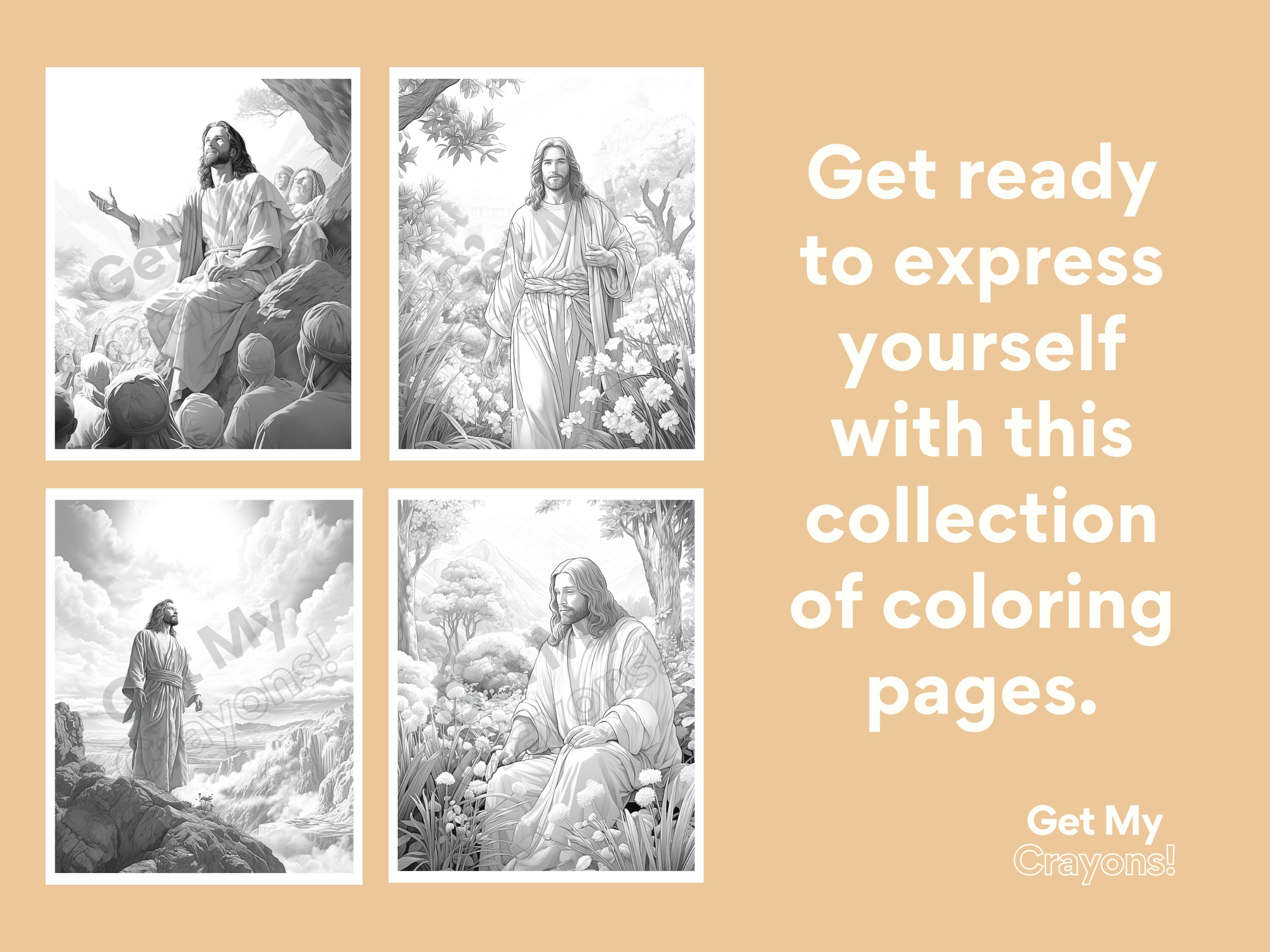 Jesus Christ Coloring Pages for Adults 20 Greyscale Pages to - Etsy