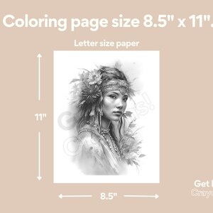 Native American Beauties Coloring Pages for Adults 20 Greyscale Pages ...