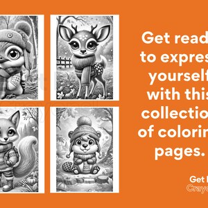 Autumn Woodland Animals Coloring Pages for Adults Teens 20 Digital ...