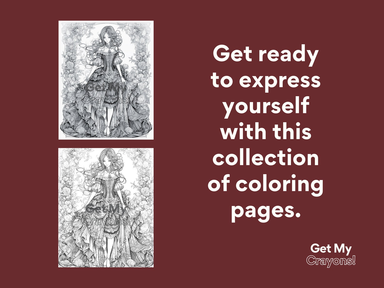 Gothic Girl Coloring Pages for Adults Greyscale Pages to Color - Etsy