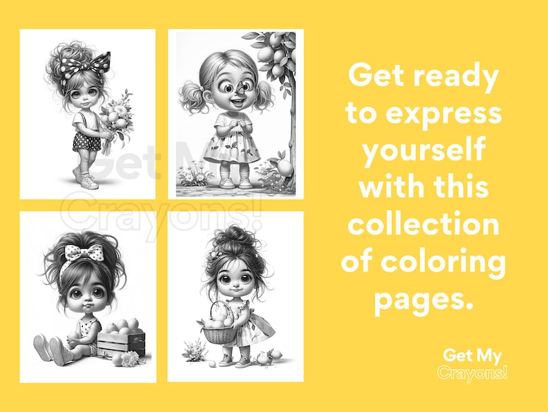 Lemon Cuties Coloring Pages, for Adults, Teens, and Kid, 20 Greyscale ...