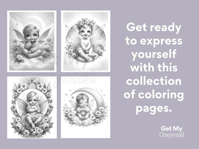 Baby Fairies and the Moon Coloring Pages, for Adults, Teens, and Kids ...
