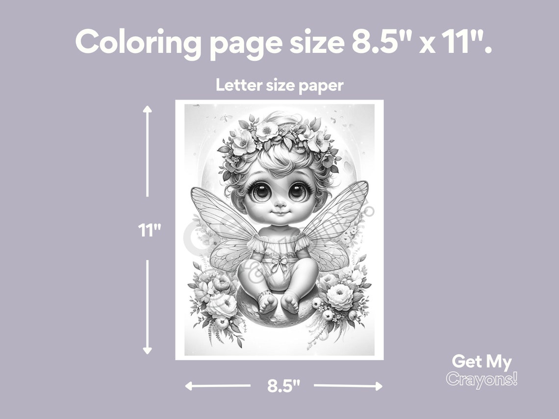 Baby Fairies and the Moon Coloring Pages, for Adults, Teens, and Kids ...