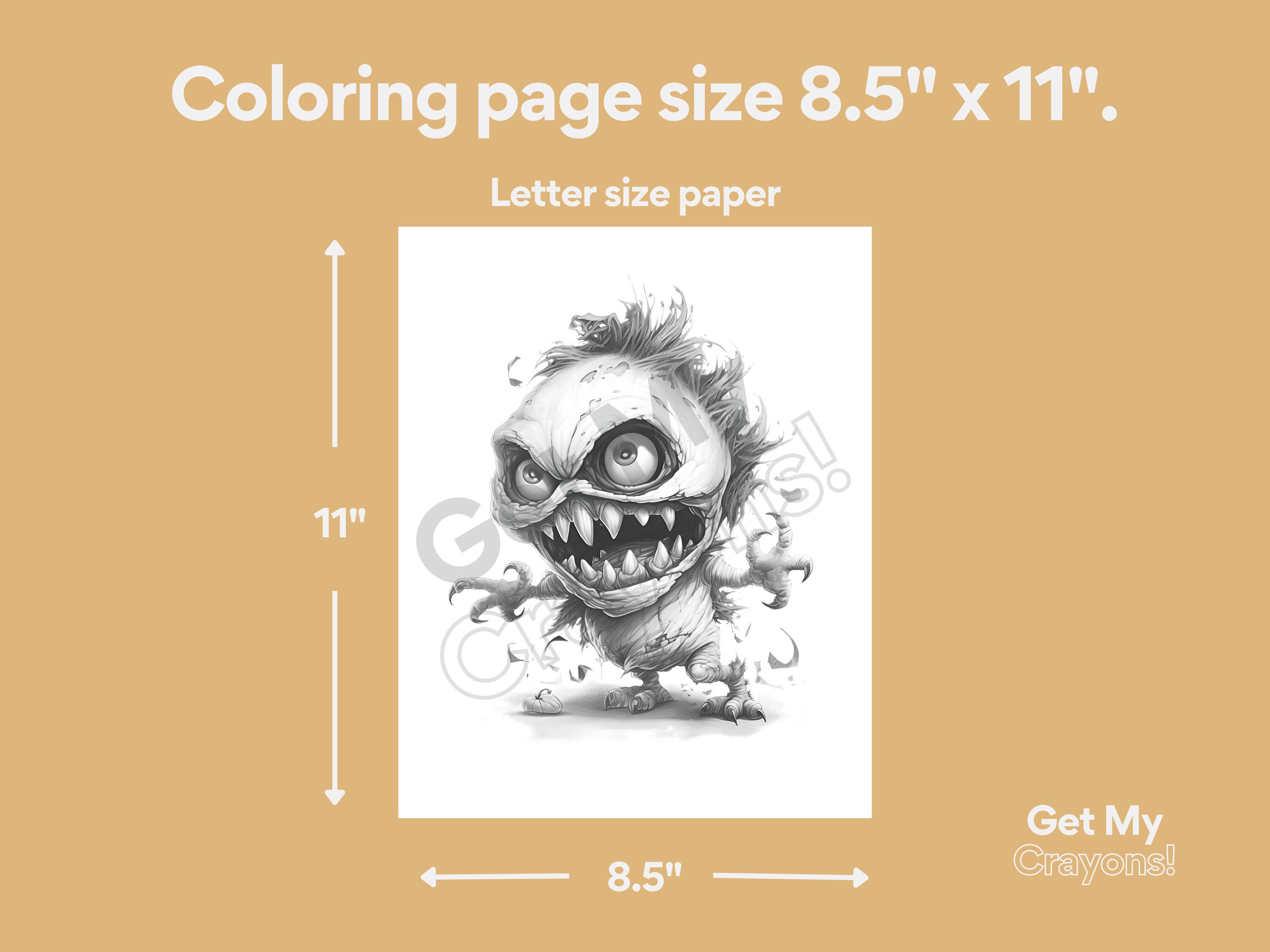 Monsters Coloring Pages for Adults 20 Greyscale Pages to Color ...