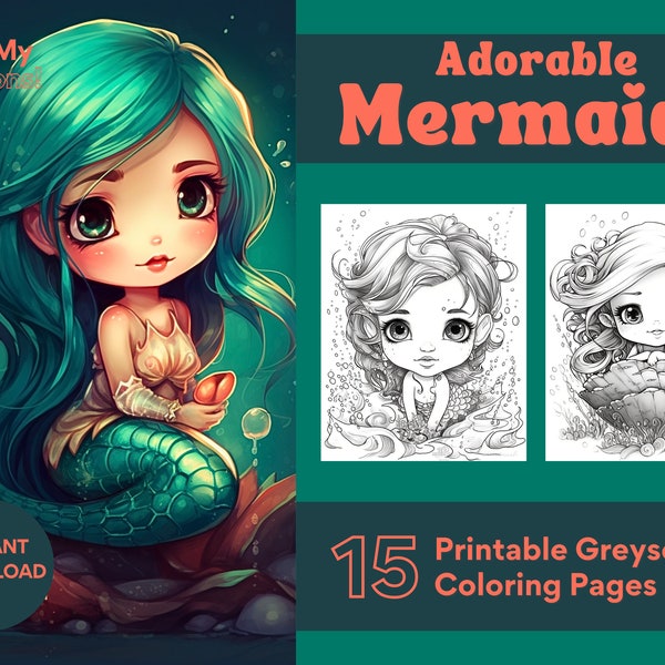 Coloring Pages for Adults Mermaids - Etsy