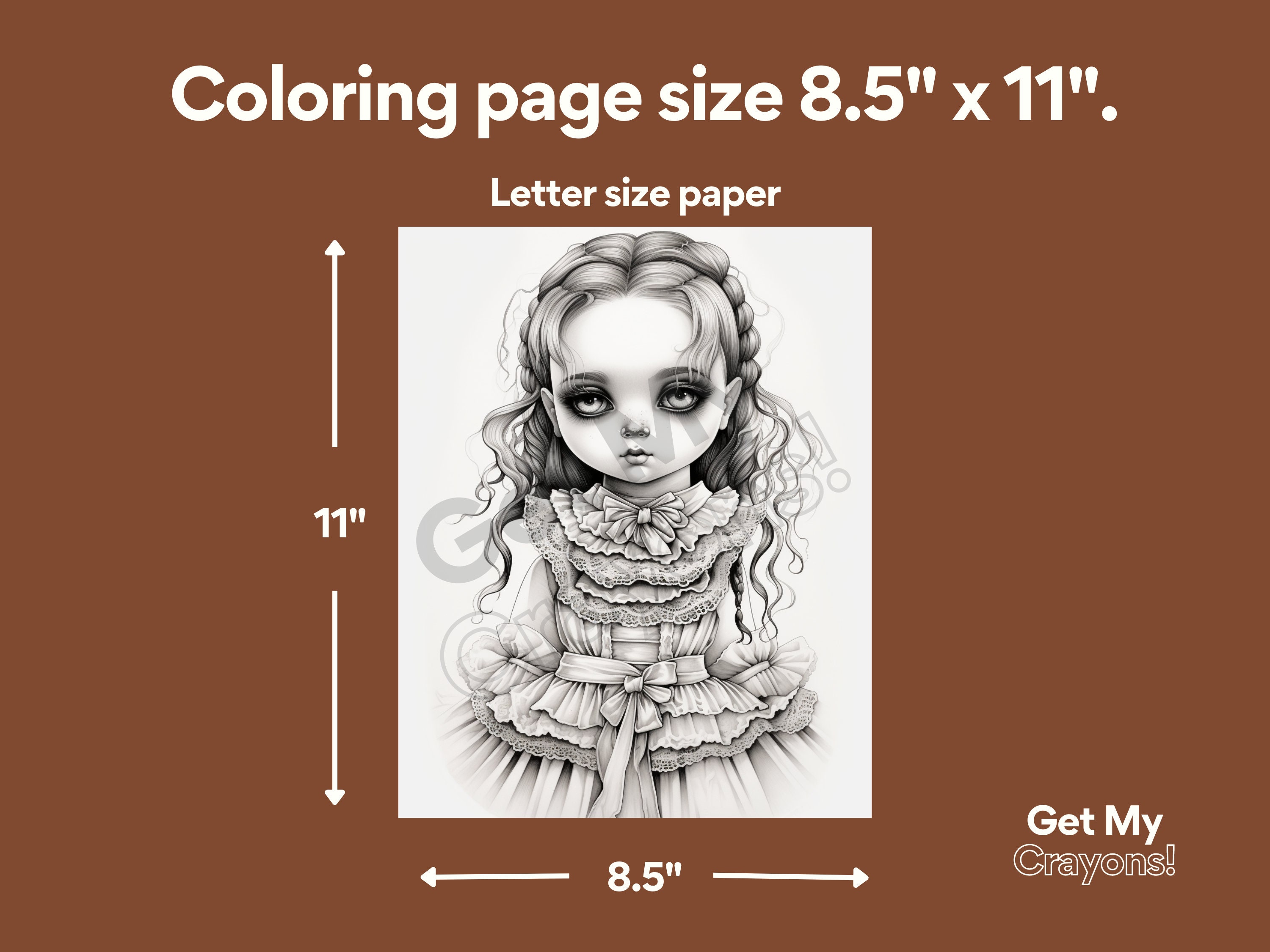 Creepy Dolls Coloring Pages for Adults 20 Greyscale Pages to - Etsy